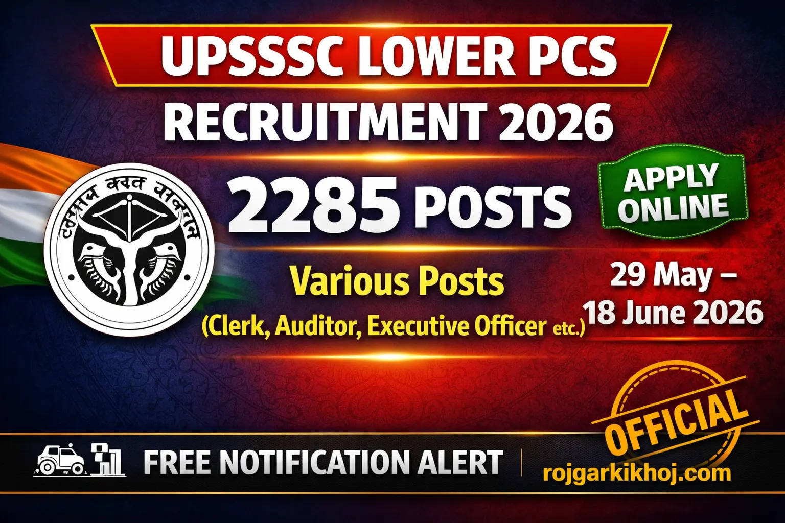 UPSSSC Lower PCS Notification 2026 [Post 2285]- Apply Online